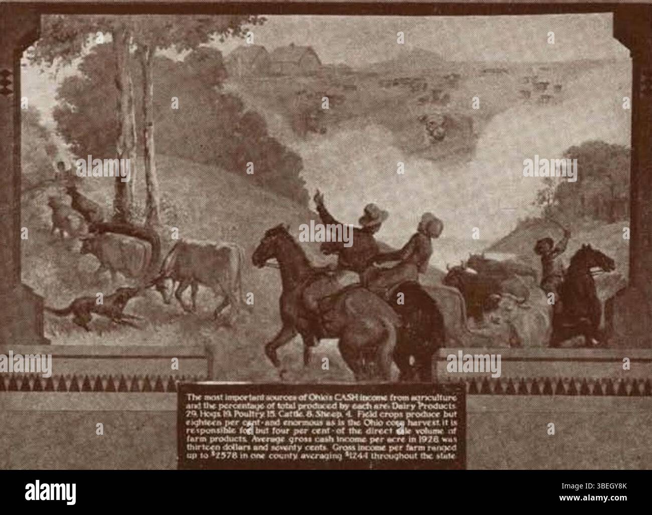 The 'Cattle Raising' mural by William Mark Young, displayed at the 1933 ...