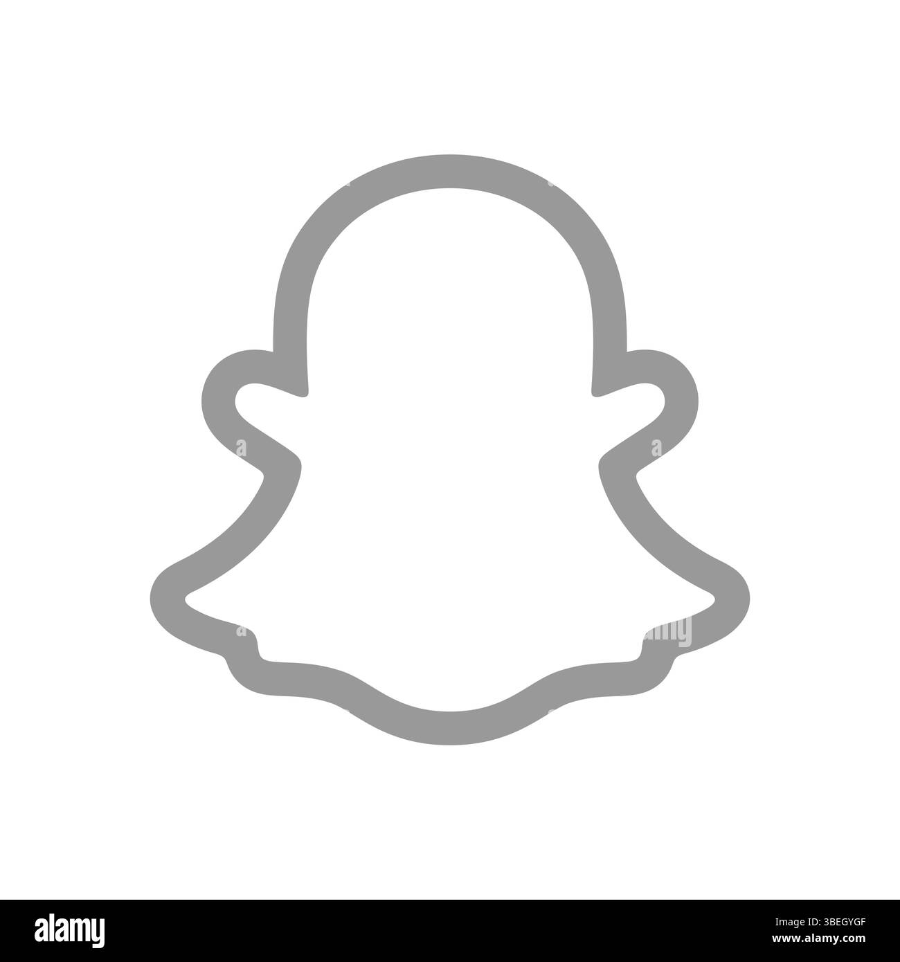 Snapchat instant messaging app icon. Grey silhouette square isolated on ...