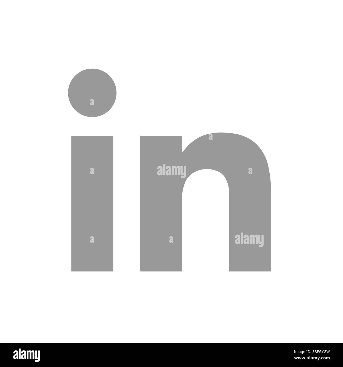 LinkedIn social media app icon. Grey silhouette square isolated on ...