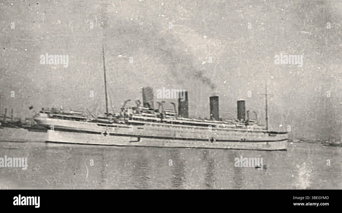 HMHS Britannic arriving at the port of Moudros on its maiden voyage in ...