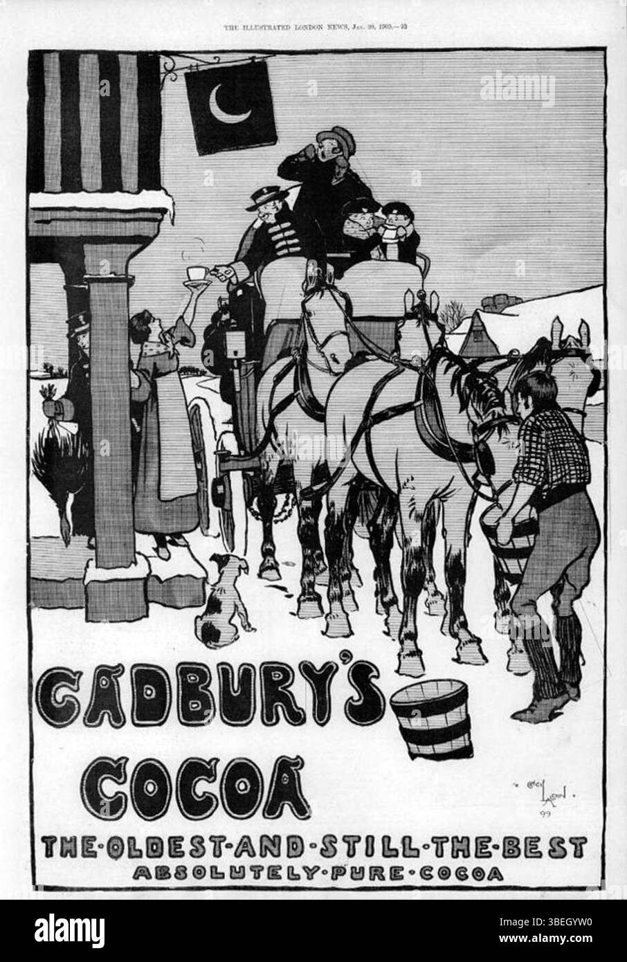 This 1900 advertisement for Cadbury's cocoa, illustrated by Cecil Aldin ...