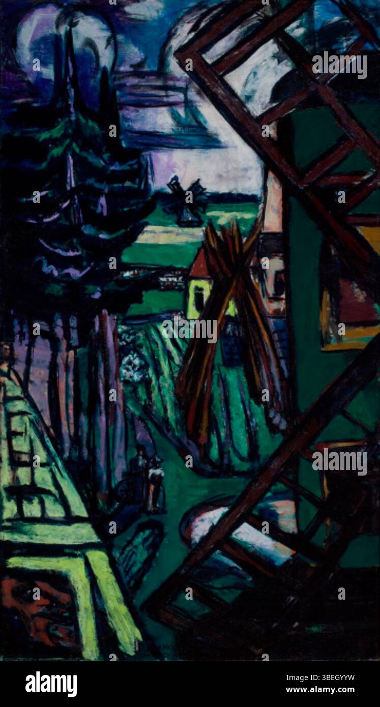 Max Beckmann's 1946 painting "Large Laren Landscape with Windmill ...