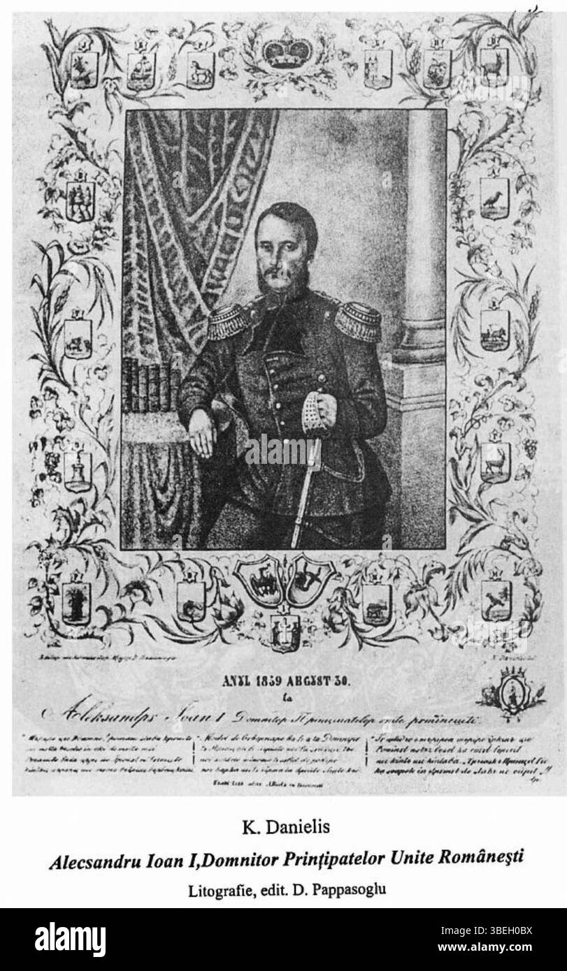 This 19th-century lithograph by Dimitrie Papazoglu depicts Alexandru ...