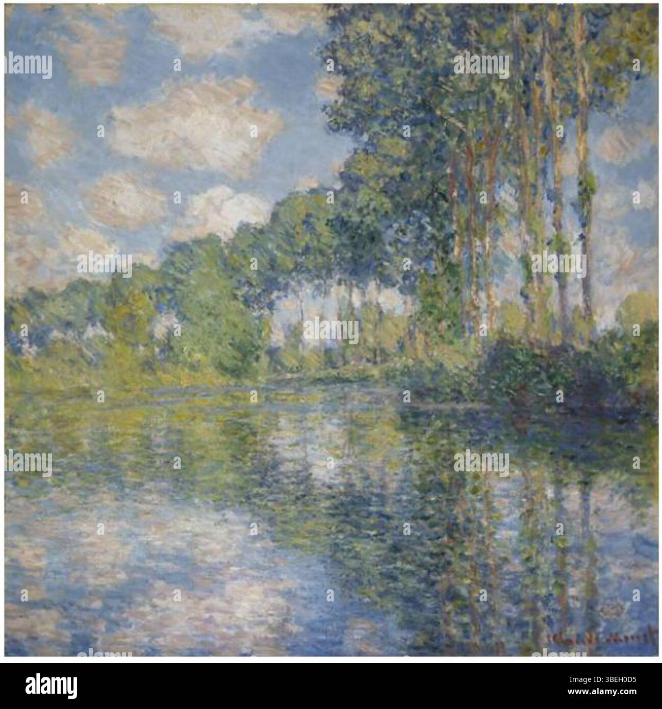 'Poplars on the Epte' (1882) by Claude Monet features a serene view of ...