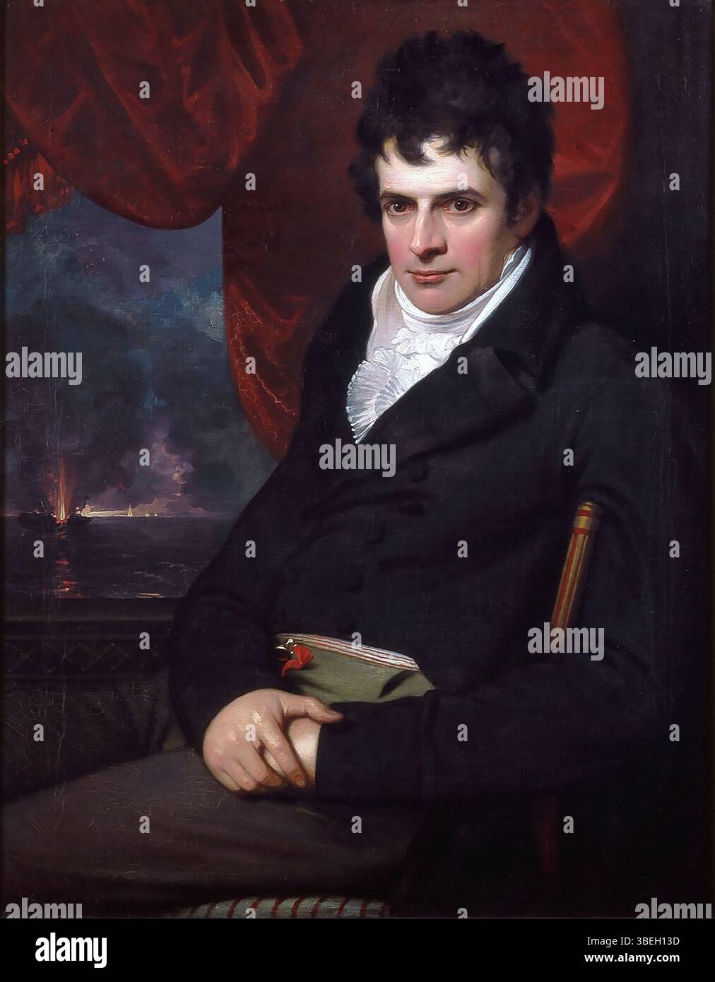 Oil painting of inventor Robert Fulton by American artist Benjamin West ...
