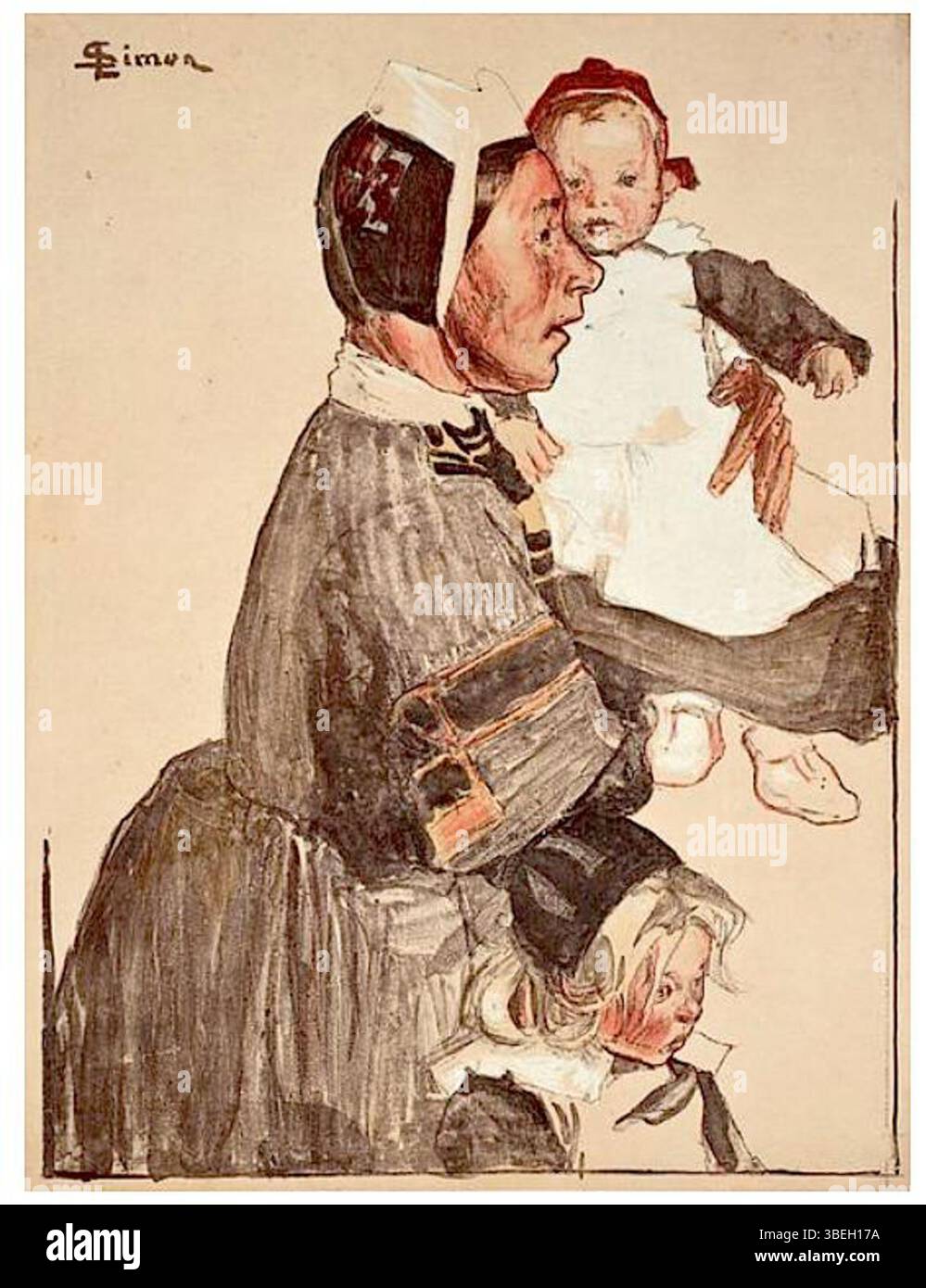 'Bretonne et ses enfants' (Breton Woman and Her Children), a 1897 ...