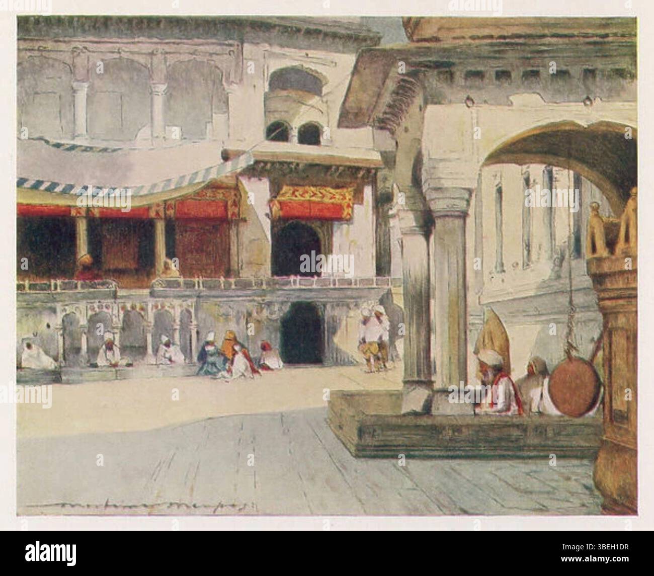 This painting by Mortimer Luddington Menpes, created around 1905, depicts the courtyard of the ...
