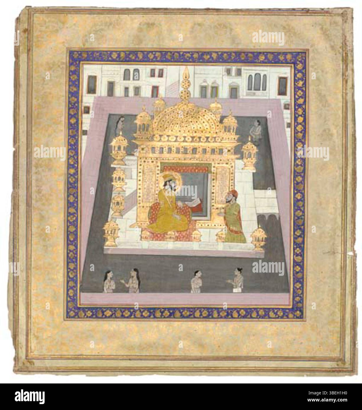This painting, dating to circa 1830, shows a Sikh Guru, possibly Guru ...