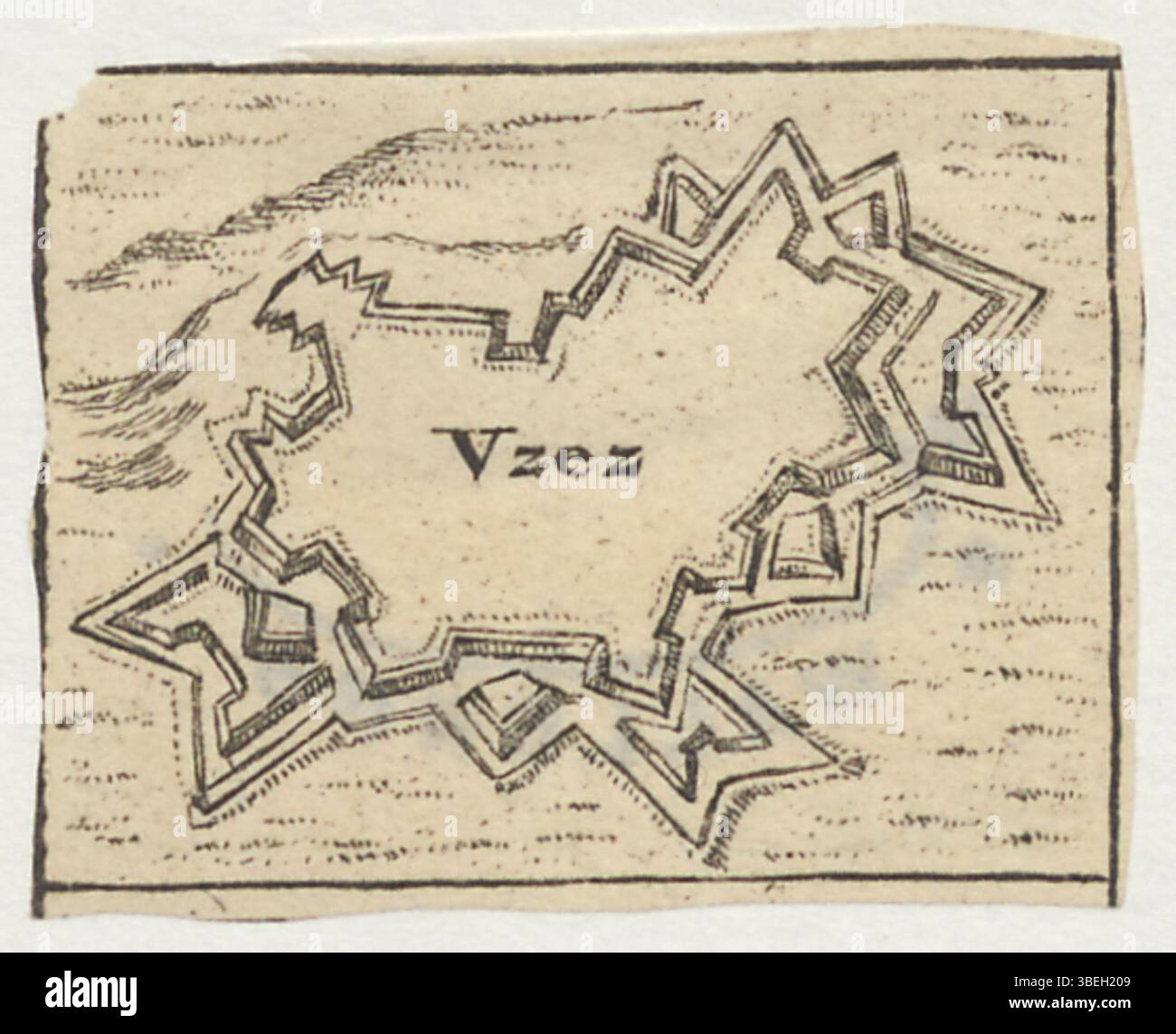 This map shows the fortifications of Uzès, located in the Gard ...