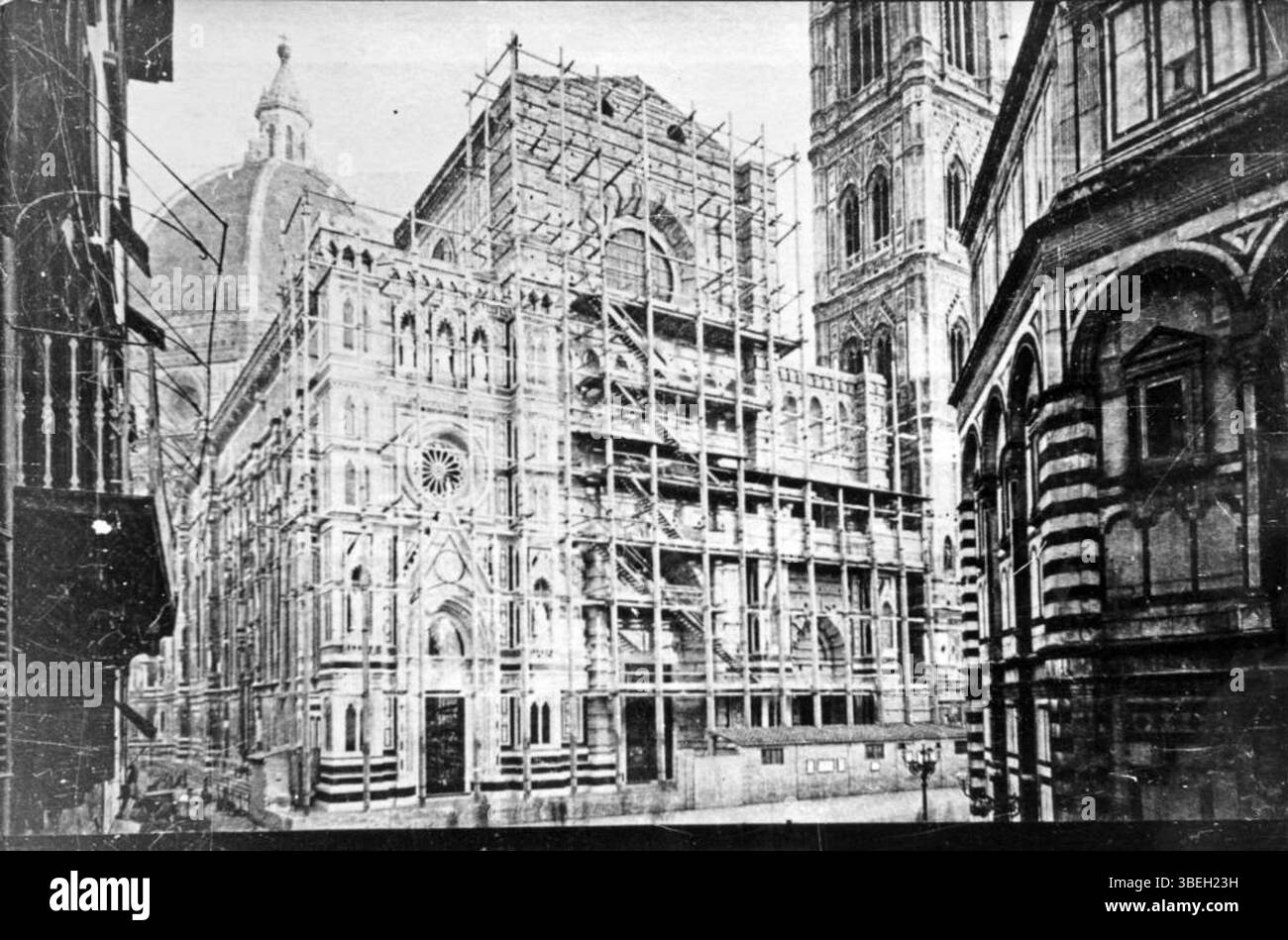 A photo of the construction of the façade of the Church of Santa Maria ...