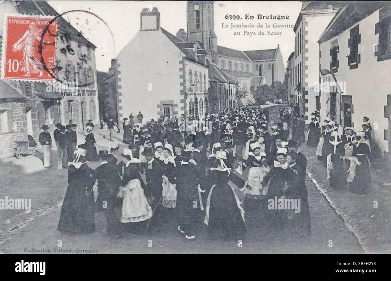 This 1909 postcard by Joseph-Marie Villard depicts the 'Gavotte' dance ...