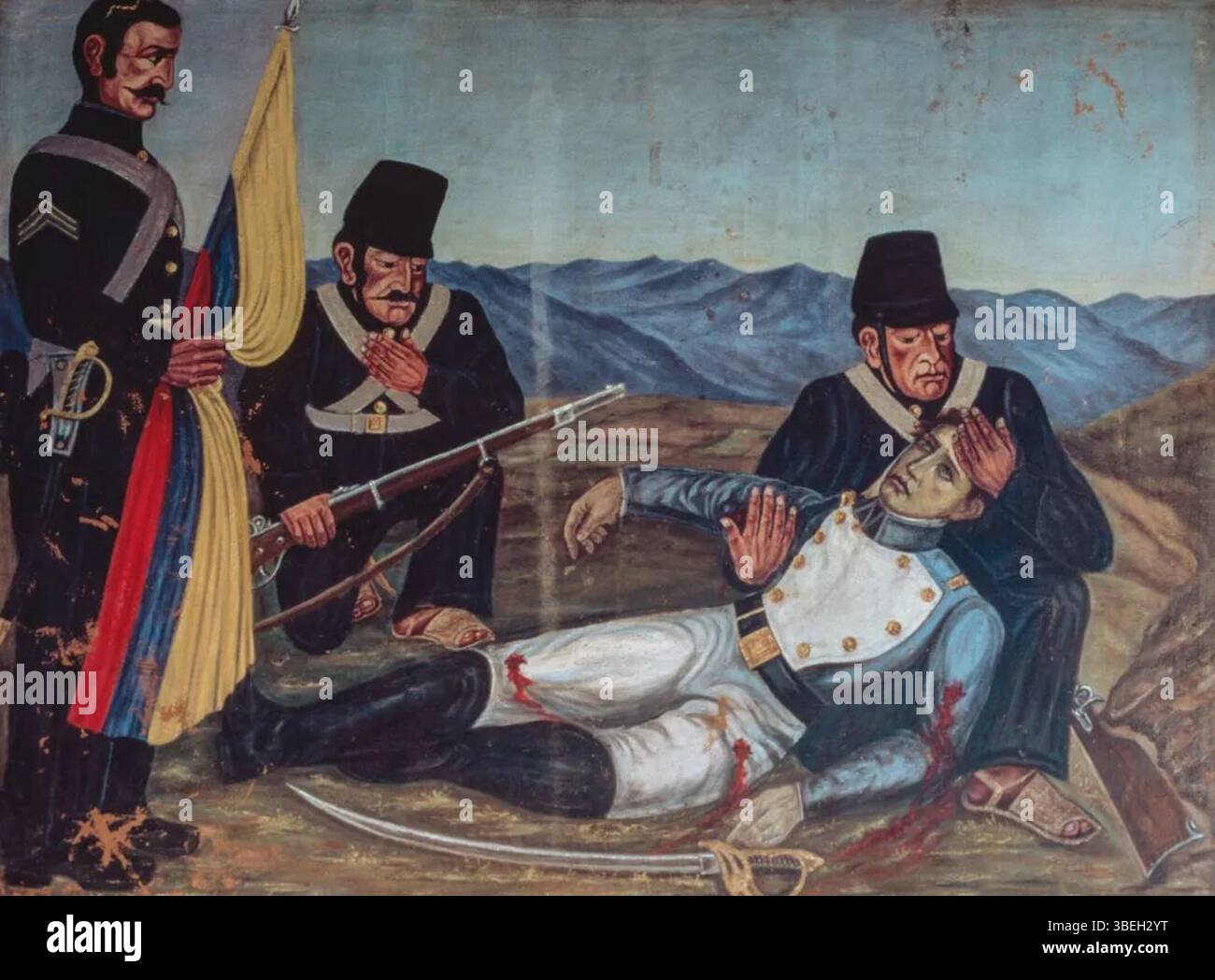 The painting 'Abdon-Calderon muerte' is an anonymous work, created in ...