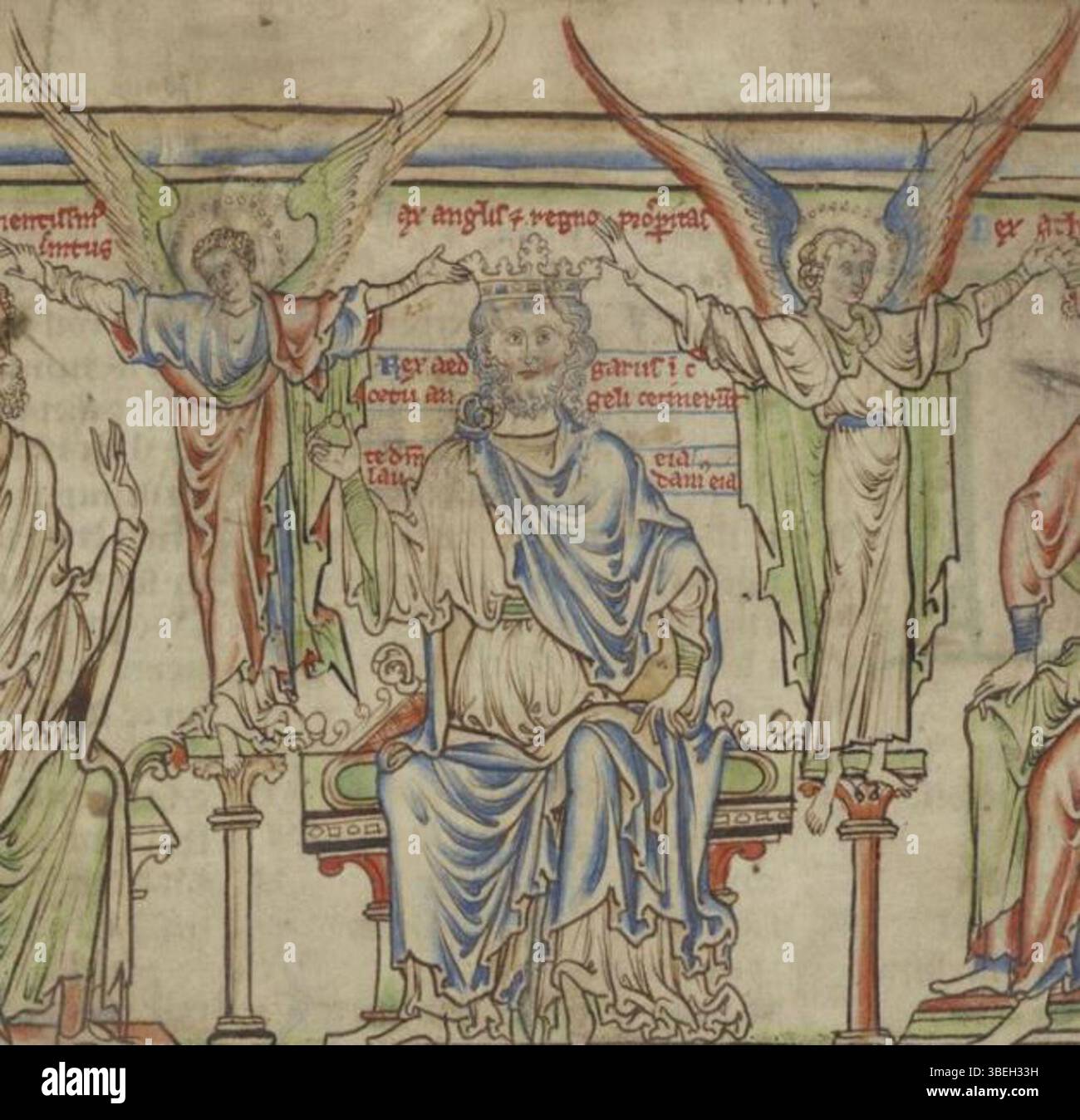 An illustration of Edgar the Peaceful, an Anglo-Saxon king, likely ...