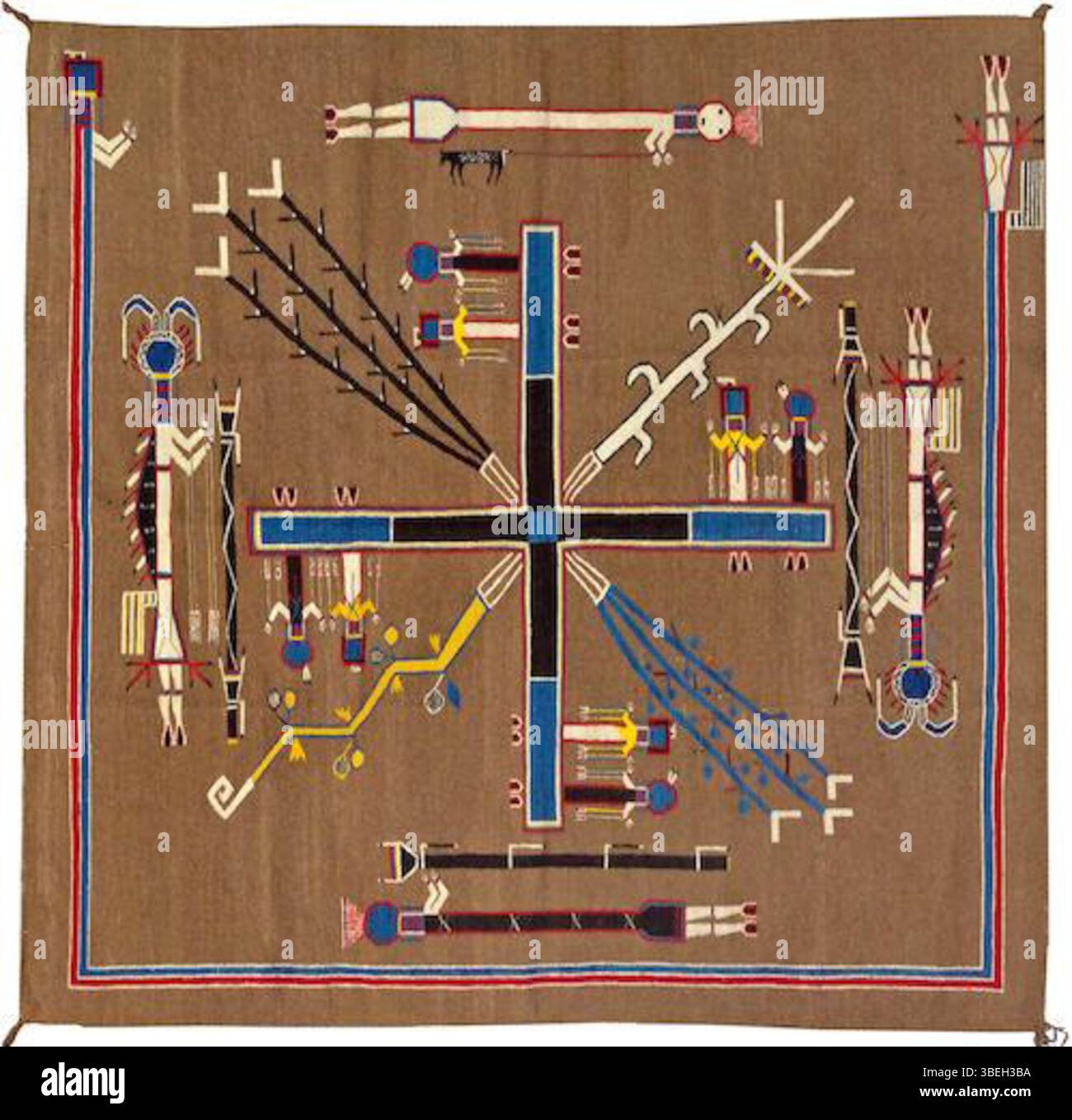 This Navajo sandpainting rug, created by Mrs. Sam (Gladys) Manuelito ...