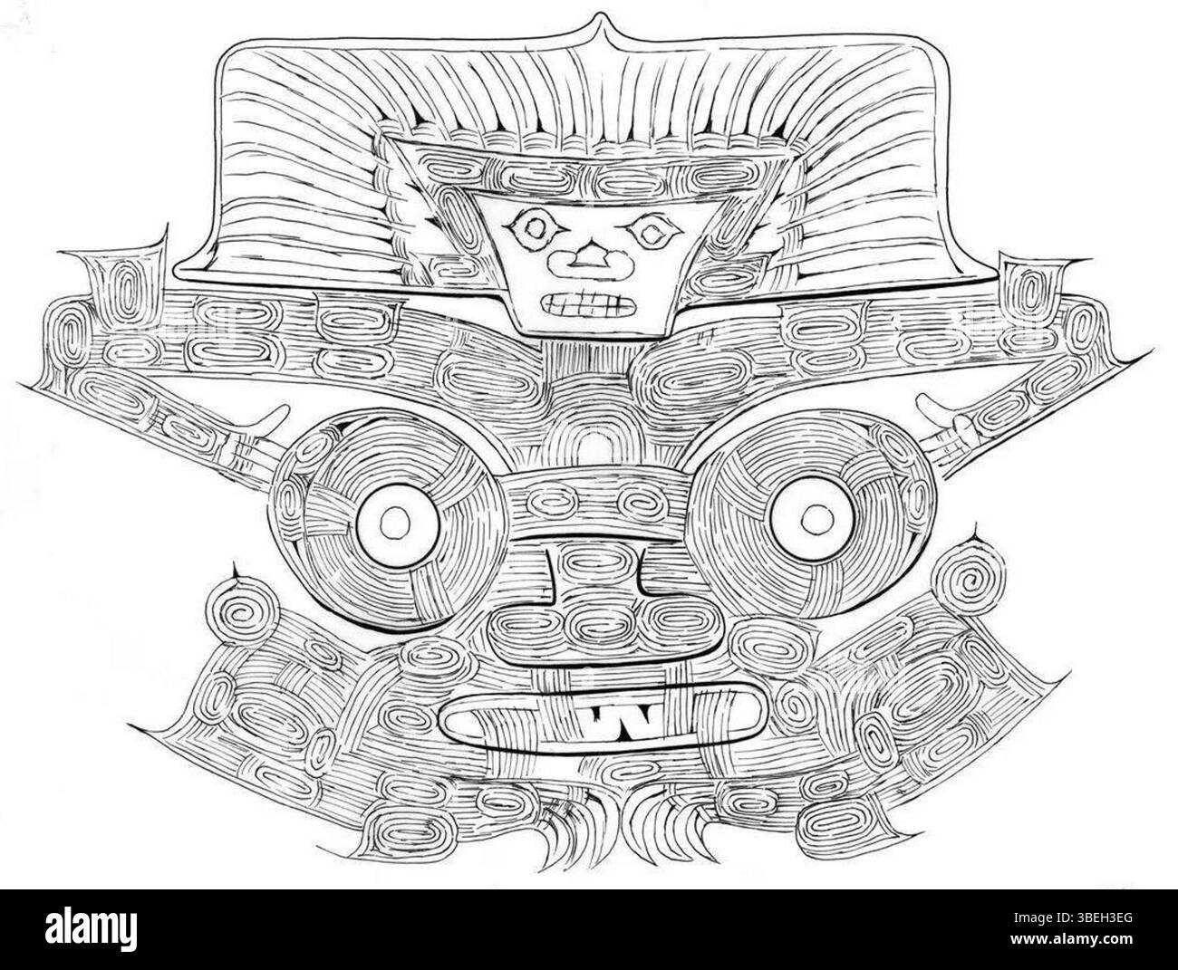 This illustration depicts the God of the Liangzhu people, carved on the ...