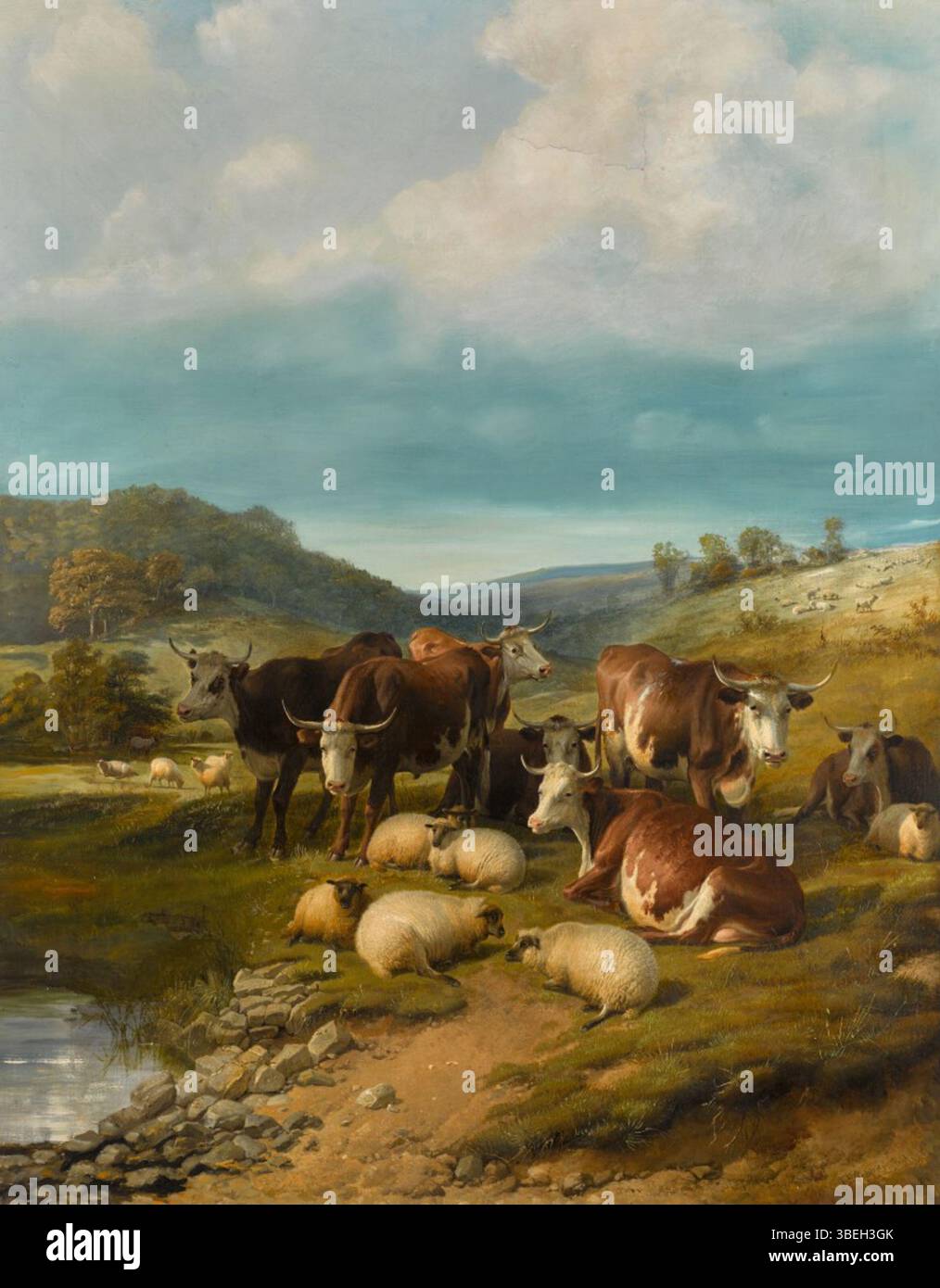 'Cattle and Sheep at a Watering Place' by Thomas Sidney Cooper, R.A ...