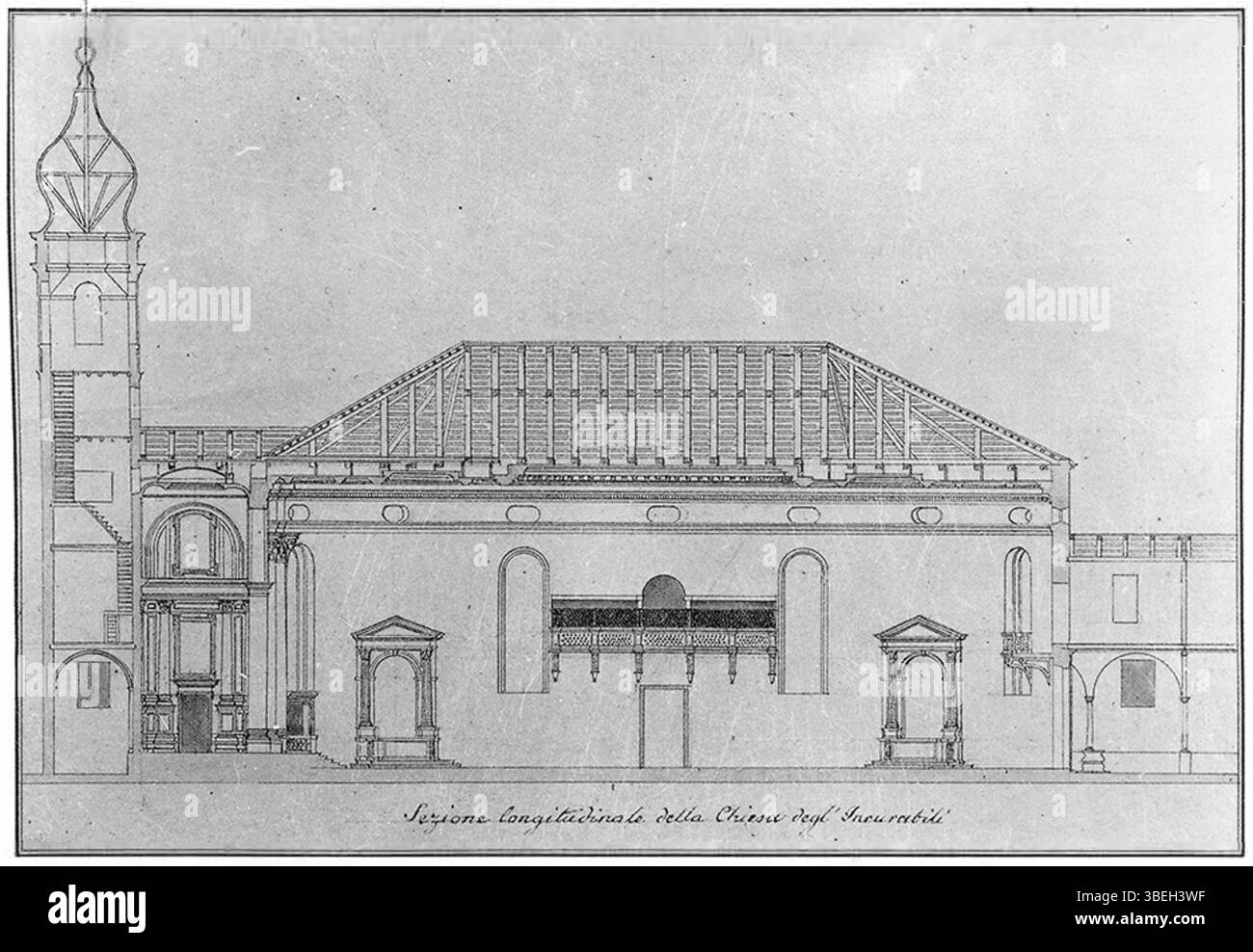 Francesco Wcowich-Lazzari's longitudinal section drawing from the 19th ...