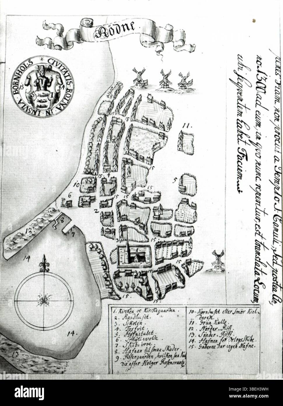 Peder Hansen Resen's 1679 map of Rønne, Bornholm, Denmark, offers a ...