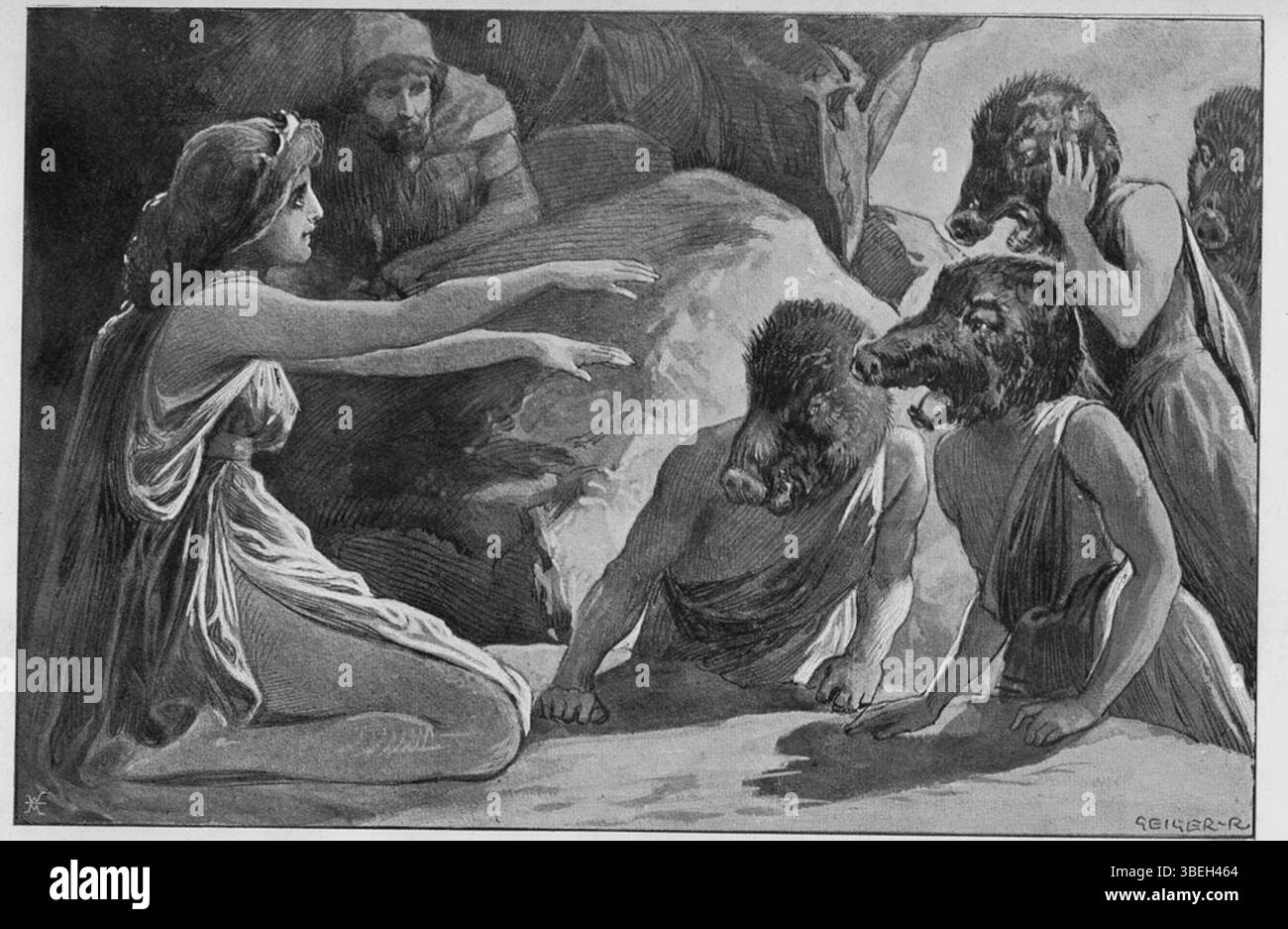 This illustration from 1900 by Richard Geiger depicts Circe, the ...