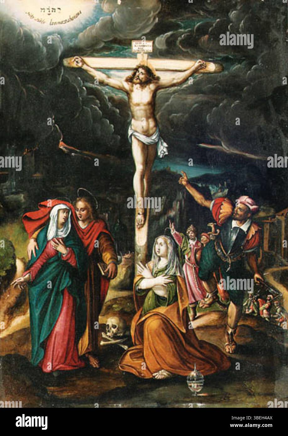 The Crucifixion, an artwork by Giovanni Battista Rovedata, depicts the moment of Christ's ...