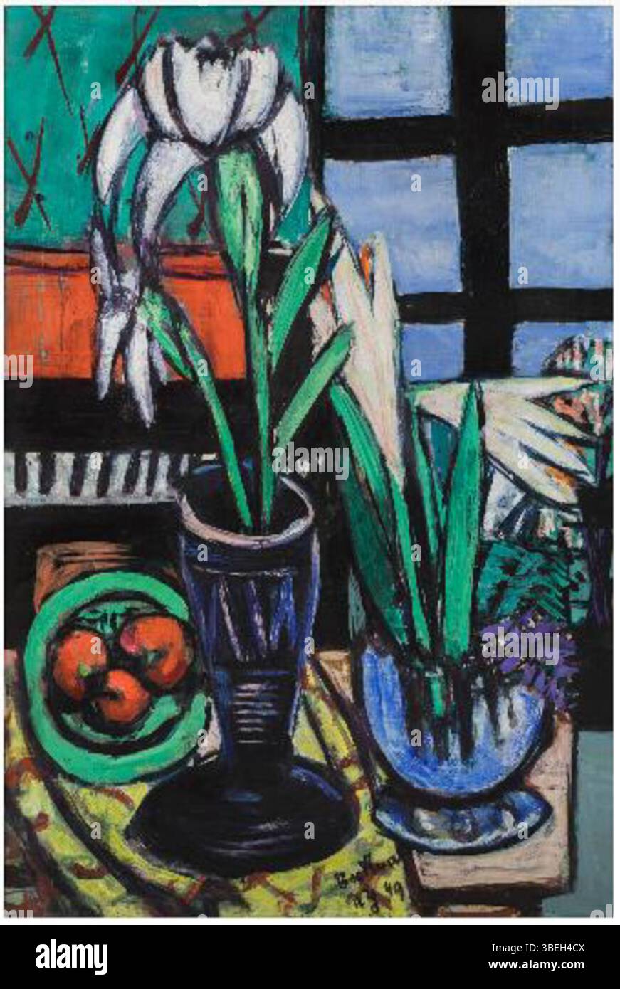 Max Beckmann's 'Still Life with Lilies' (1949) demonstrates his post ...