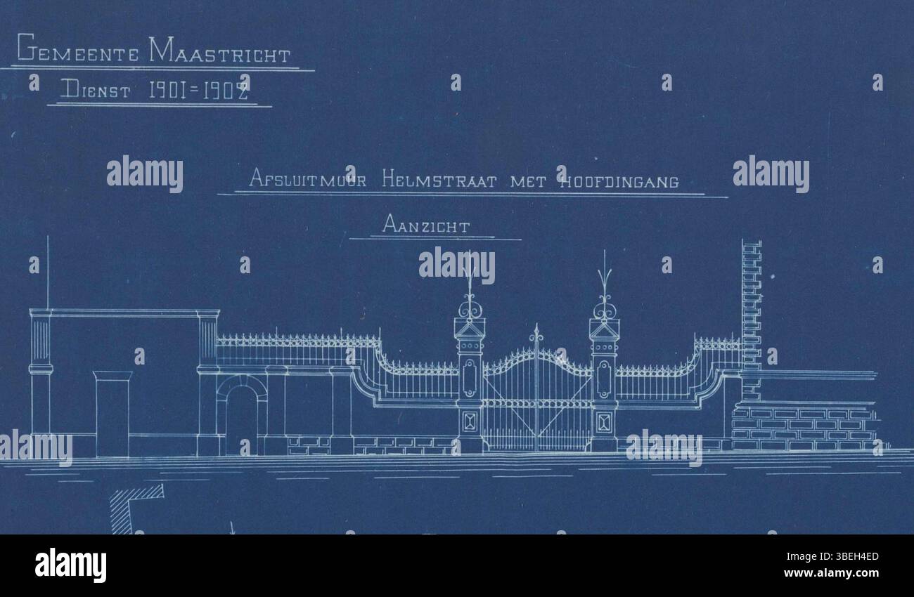 A blueprint design by J.G.H. Schoth from 1901-1902 for the expansion of ...