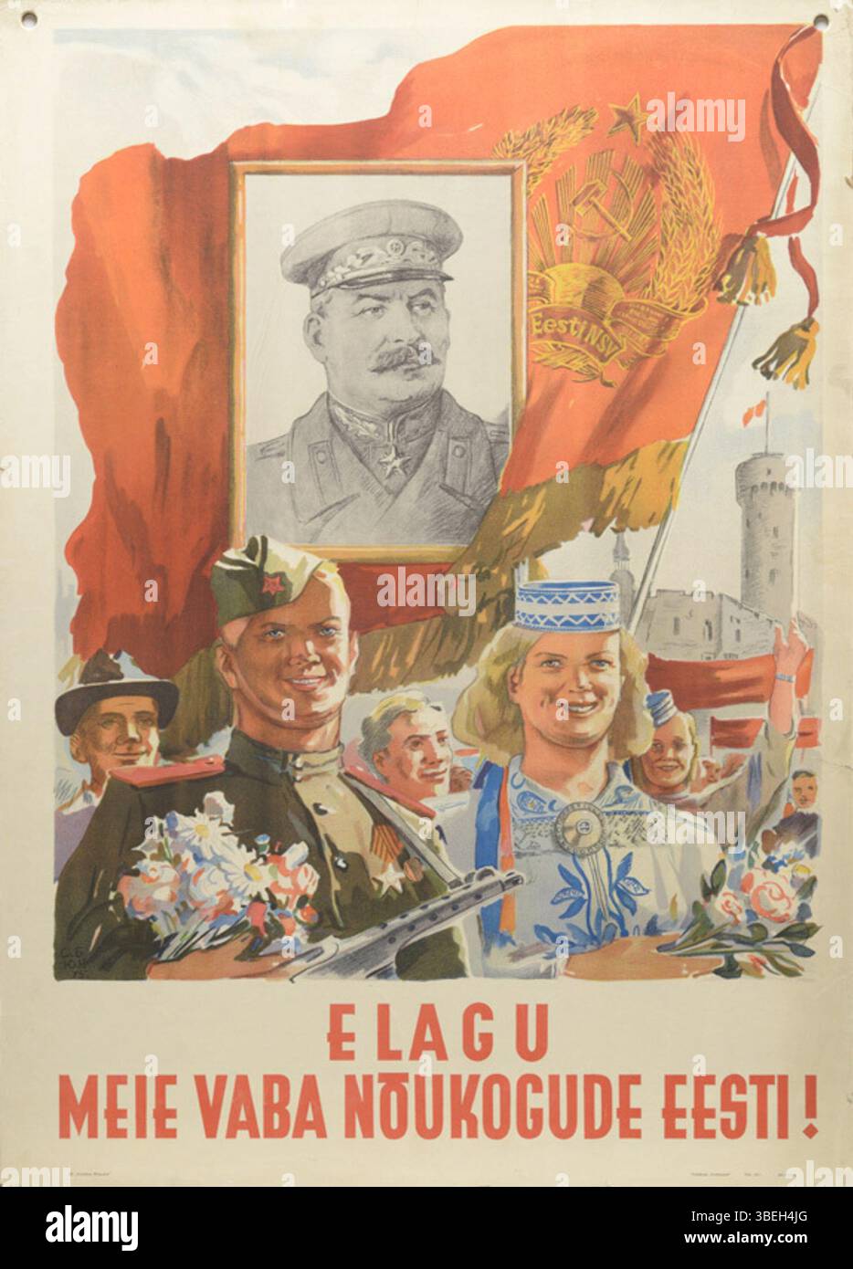This 1945 artwork, Long Live Our Free Soviet Estonia!, reflects the ...