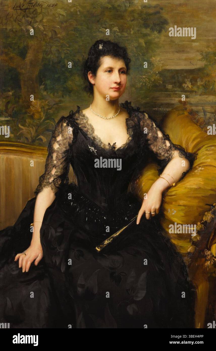 Sir Samuel Luke Fildes’ portrait of Mrs. Robert Borwick portrays a ...