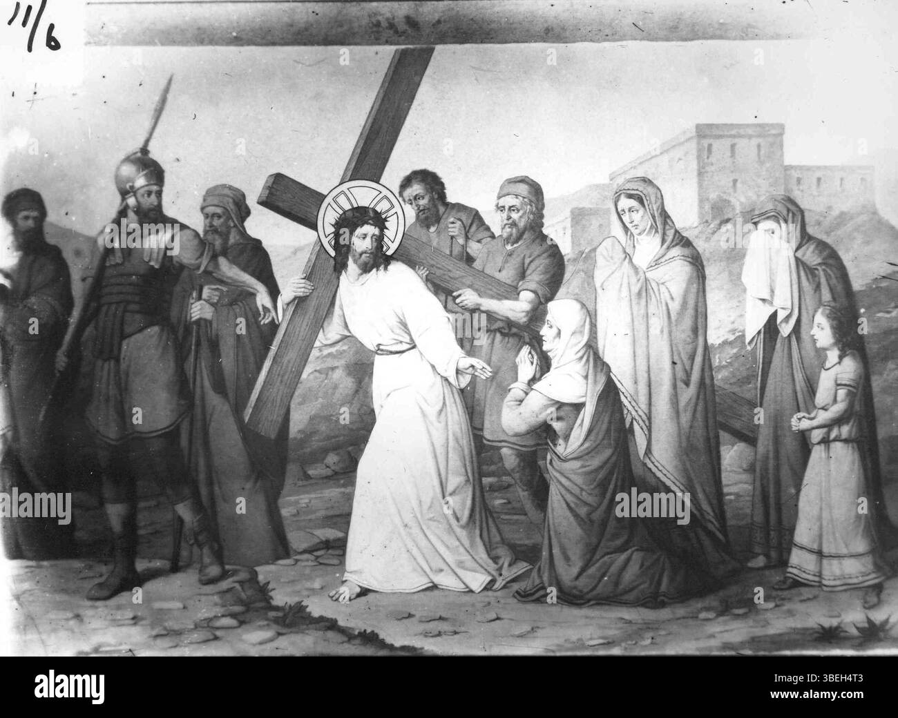 Photograph of a Stations of the Cross depiction titled 'Jesus meets the ...