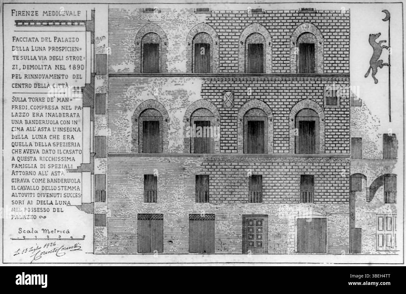 This 1920s photograph shows the facade of Palazzo Della Luna, facing ...