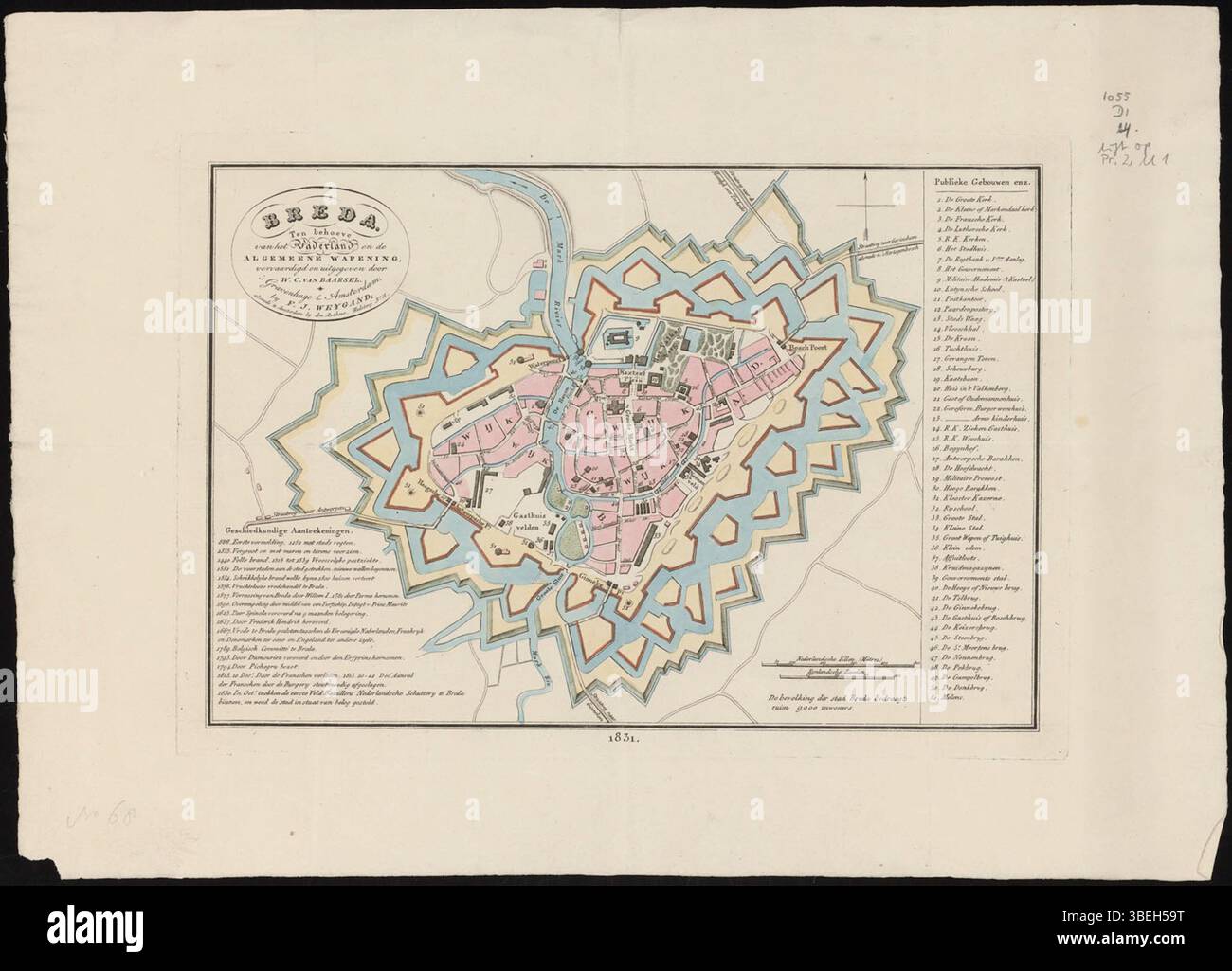 This 1831 map, created and published by W.C. van Baarsel, shows Breda ...