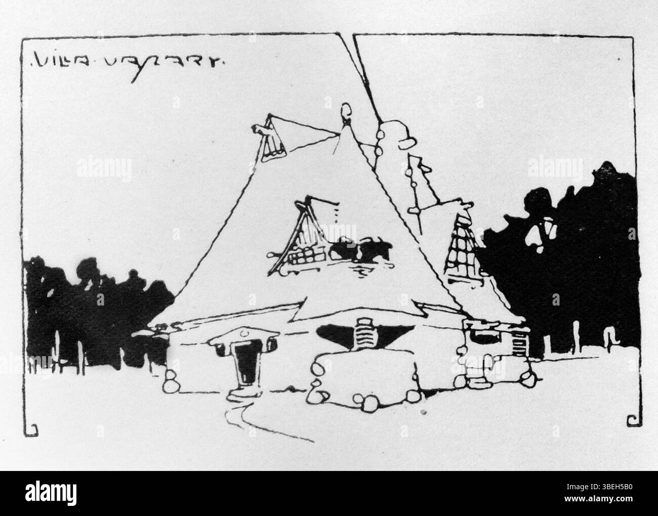 Ede Toroczkai Wigand’s 1916 drawing shows a perspective view of Villa ...
