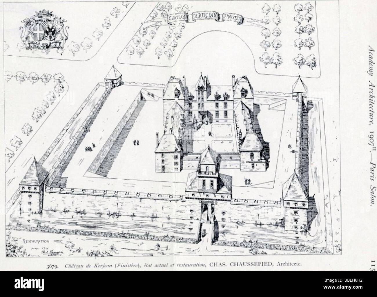 A 1907 architectural plan by Charles Chussepied shows the design of ...
