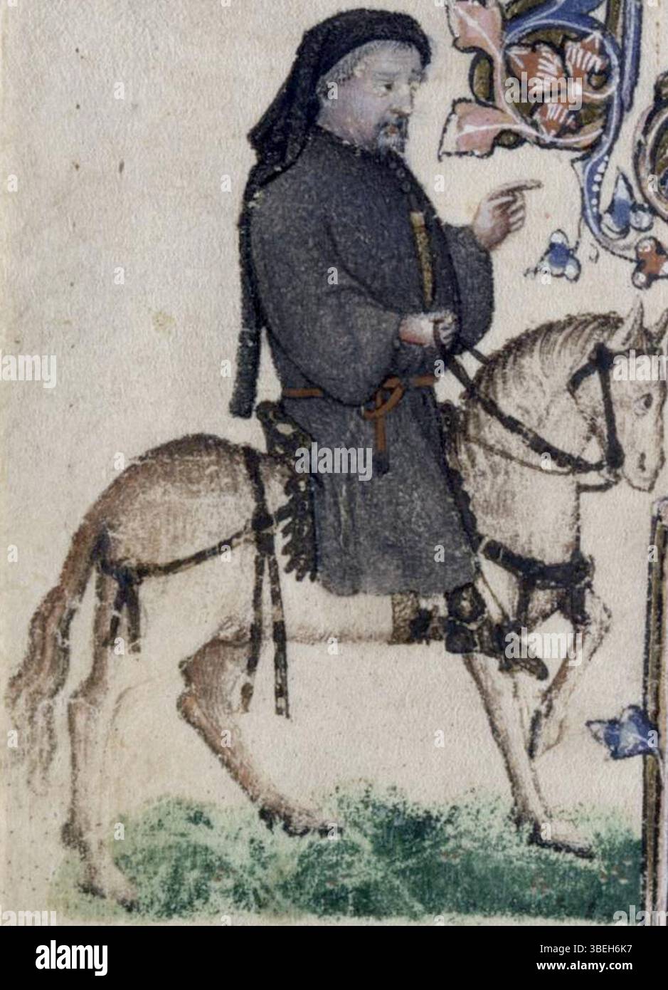 A cropped section from the Ellesmere manuscript of Geoffrey Chaucer's ...