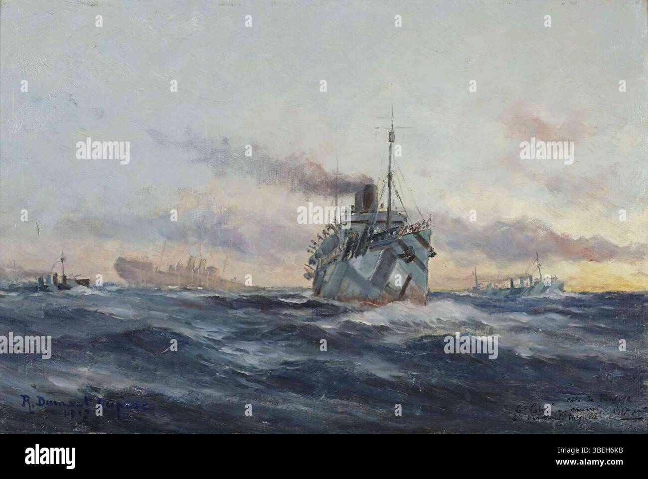 Robert Dumont-Duparc's painting 'Au large des côtes de Tunisie en 1917 ...
