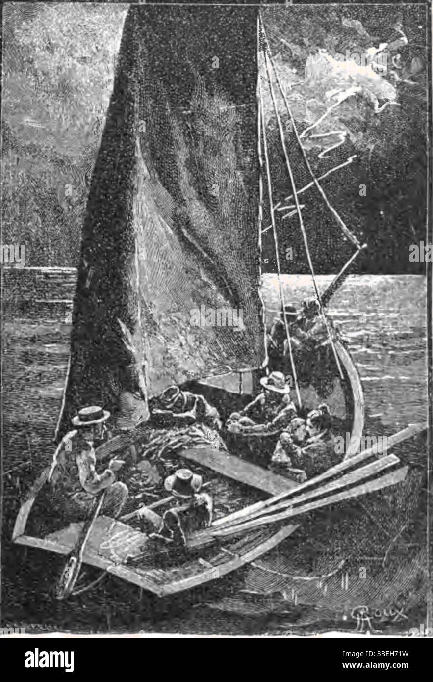 Black and white illustration by George Roux from Jules Verne’s 1900 ...