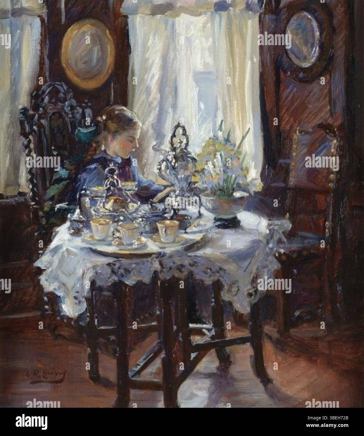 Annie Rose Laing’s *At the Breakfast Table* depicts a simple yet ...