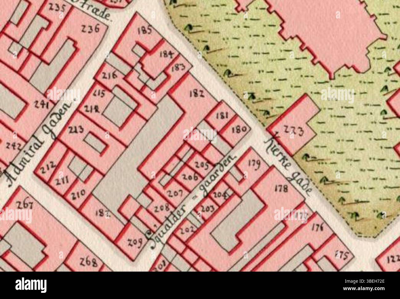 This detail from Christian Gedde's 1757 map shows Øster Kvarter in ...