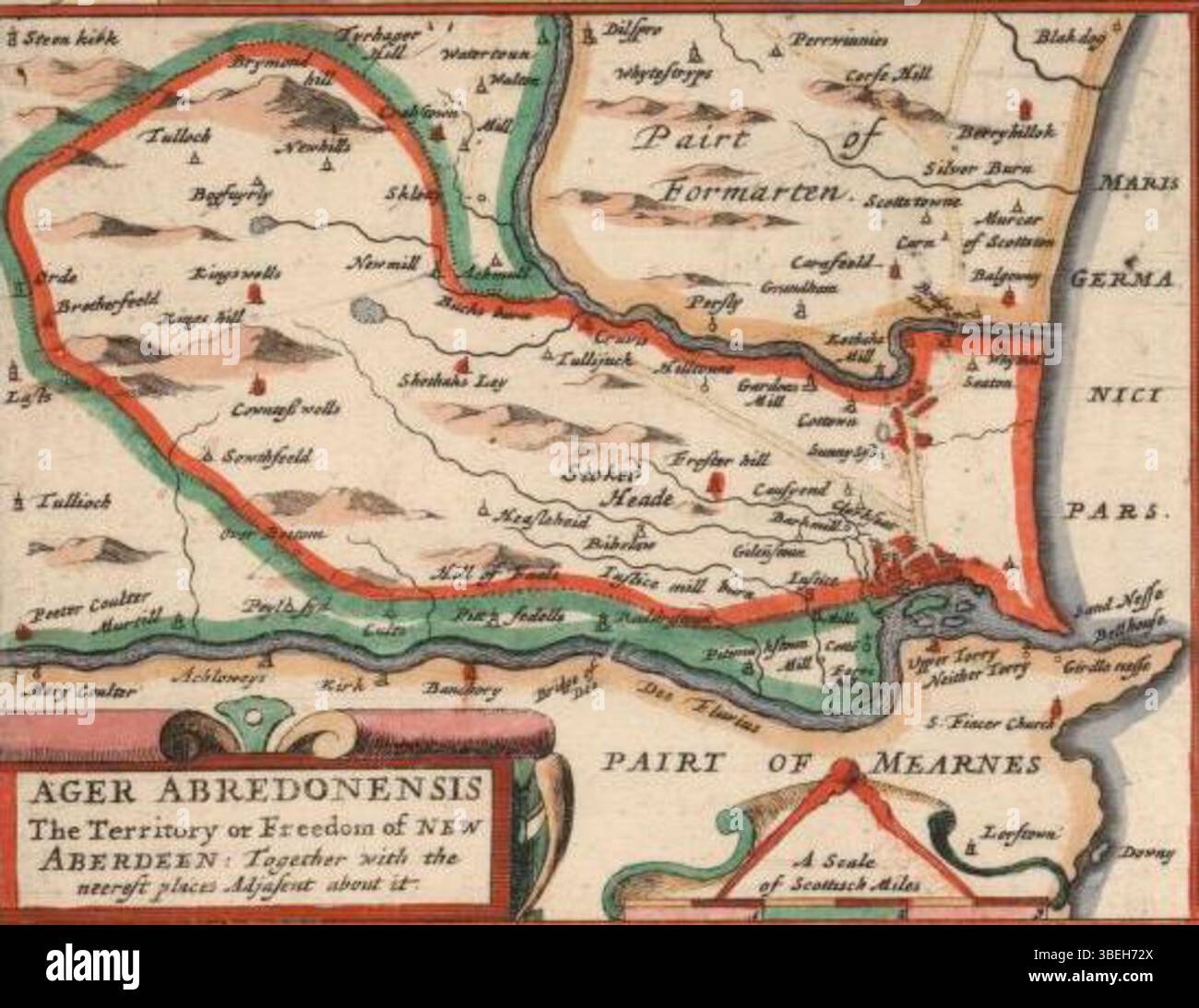 A detailed crop of James Gordon’s 1661 map, *Freedom Lands of Aberdeen ...