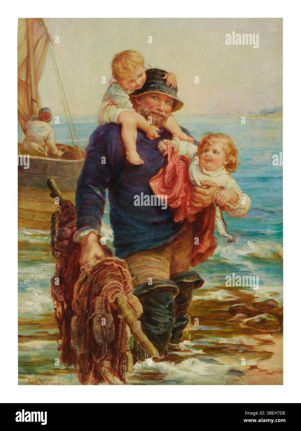'The Ferry' by Frederick Morgan depicts a serene moment on a ferry ...