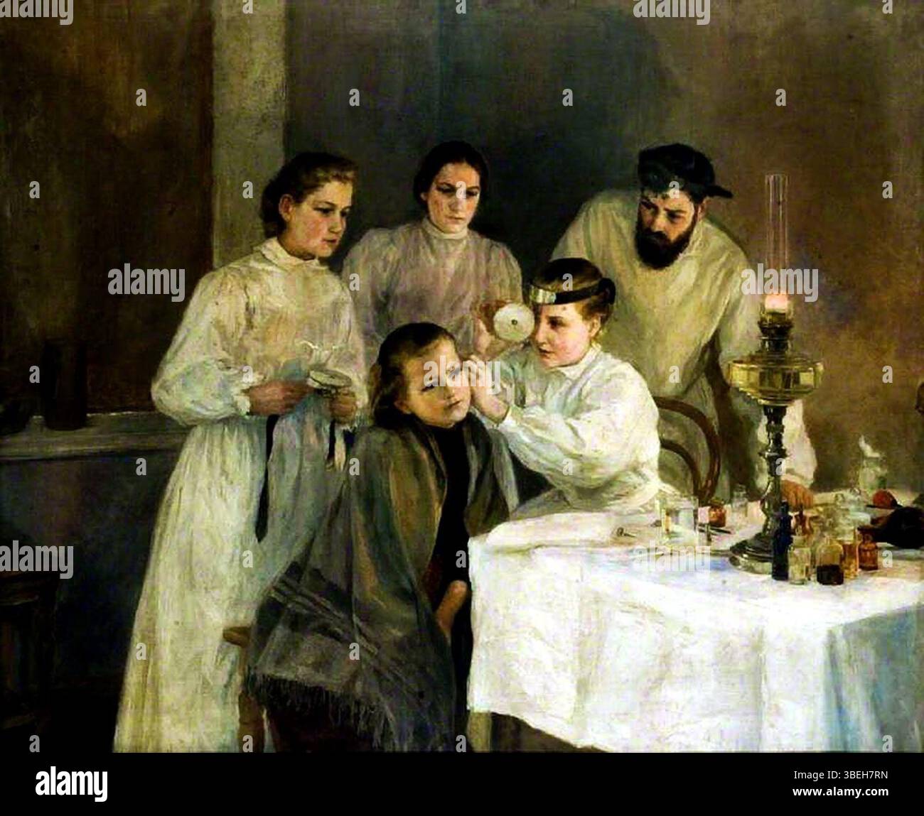 Emily Shanks' 1890s painting *Ear Inspection in a Russian Hospital ...