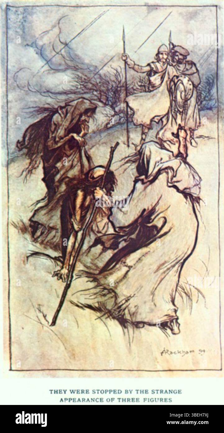 An illustration by Arthur Rackham from the 1909 edition of 'Macbeth' by ...