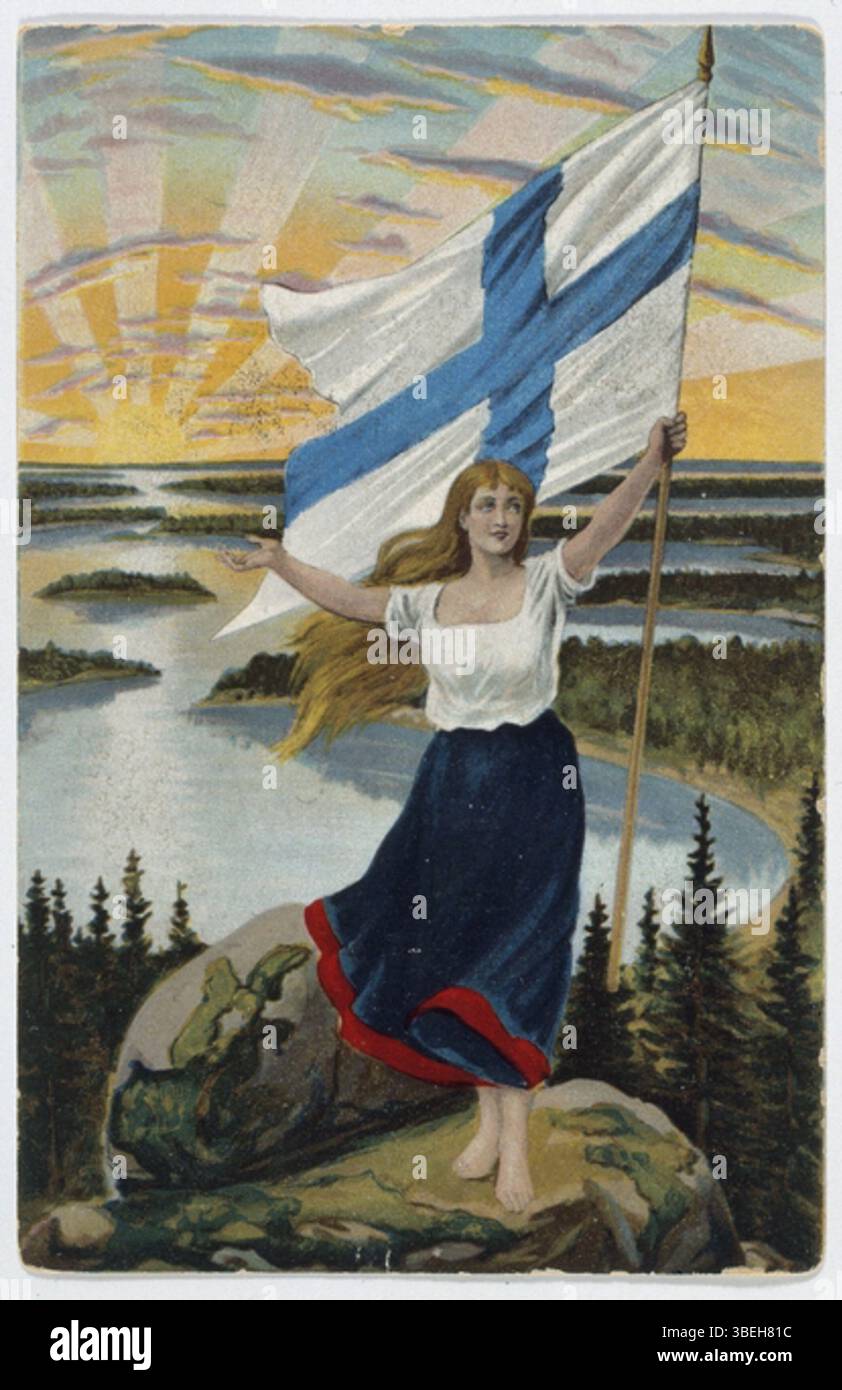 The image from 1906 portrays Suomi-neito, the national personification ...