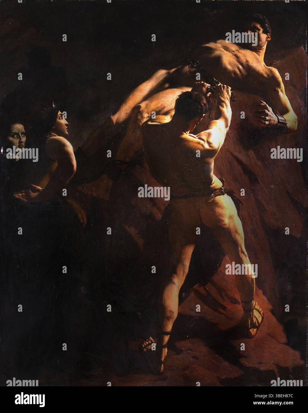 Louis Roger (1874–1953) created 'Prométhée enchaîné' in 1897, a painting depicting the myth of ...