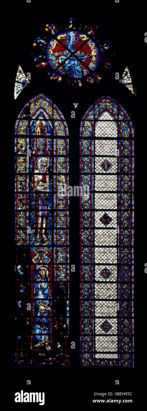 This stained glass window from the Basilica of Saint-Quentin, dating ...