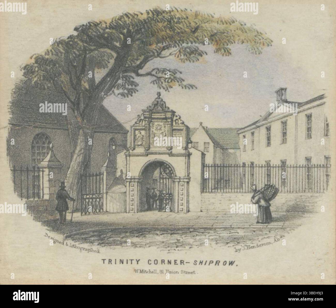 John Henderson's artwork, *Trinity Corner, Shiprow*, depicts a scene in ...