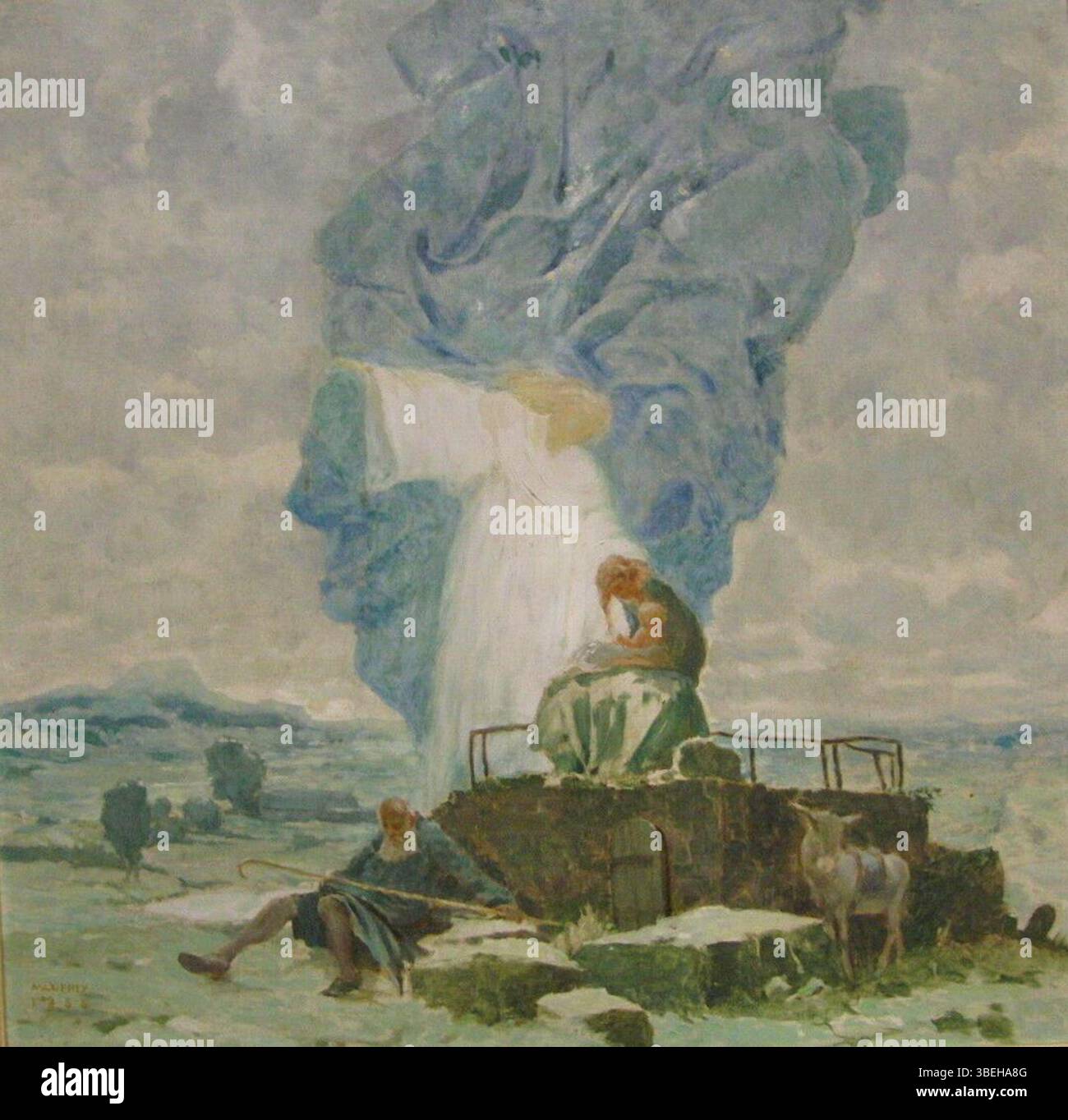 Max Frey's oil painting 'Der Engel' (The Angel) from 1935, signed and ...