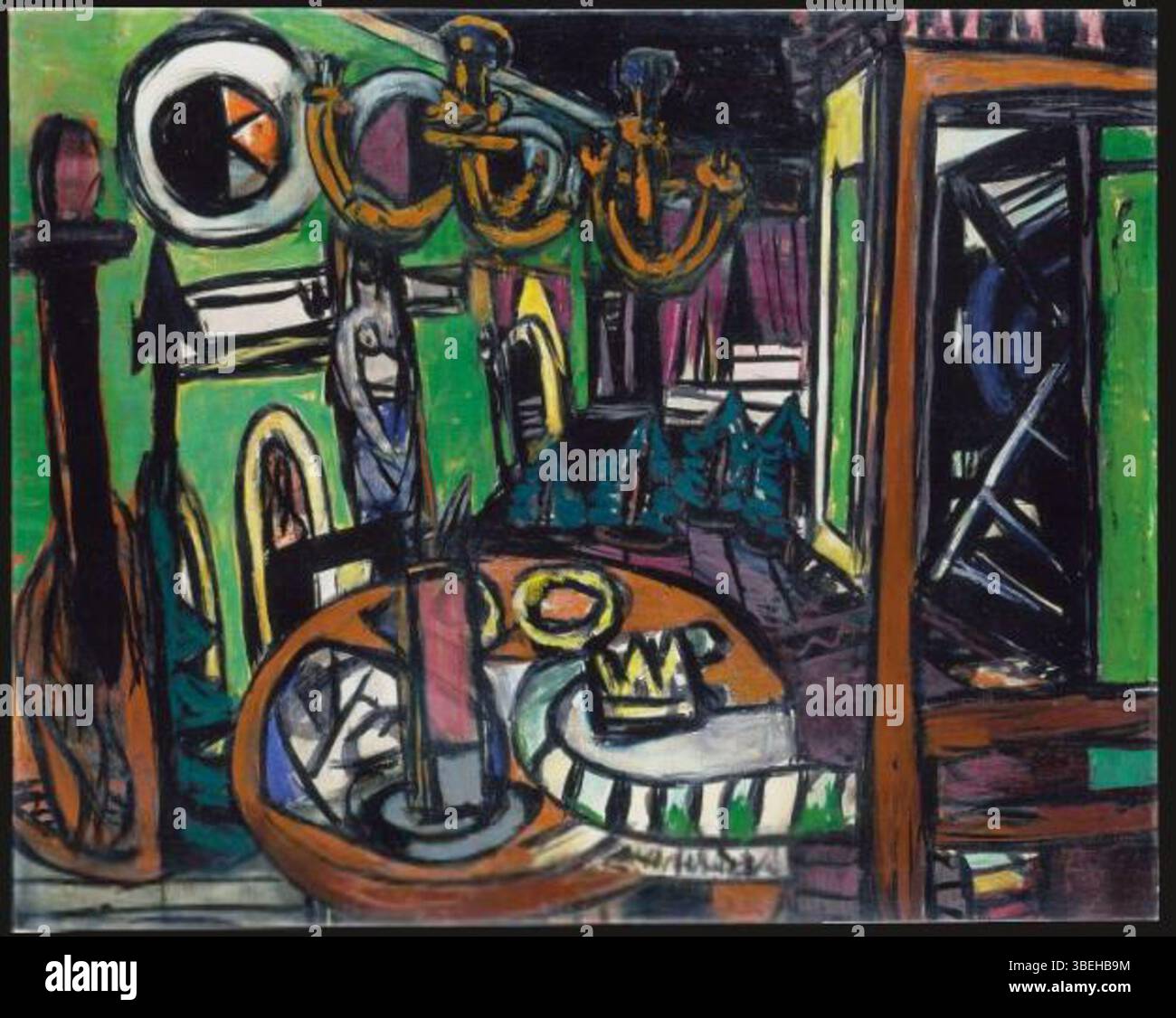 *Backstage* (1950) by Max Beckmann portrays an intense, dramatic scene ...