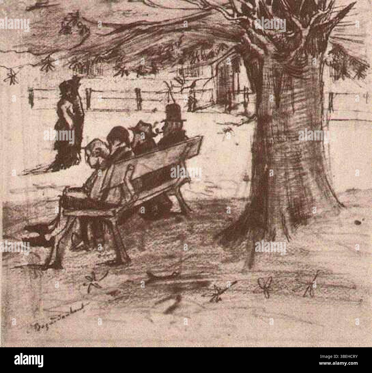 This 1882 painting by Vincent van Gogh shows four people seated on a ...