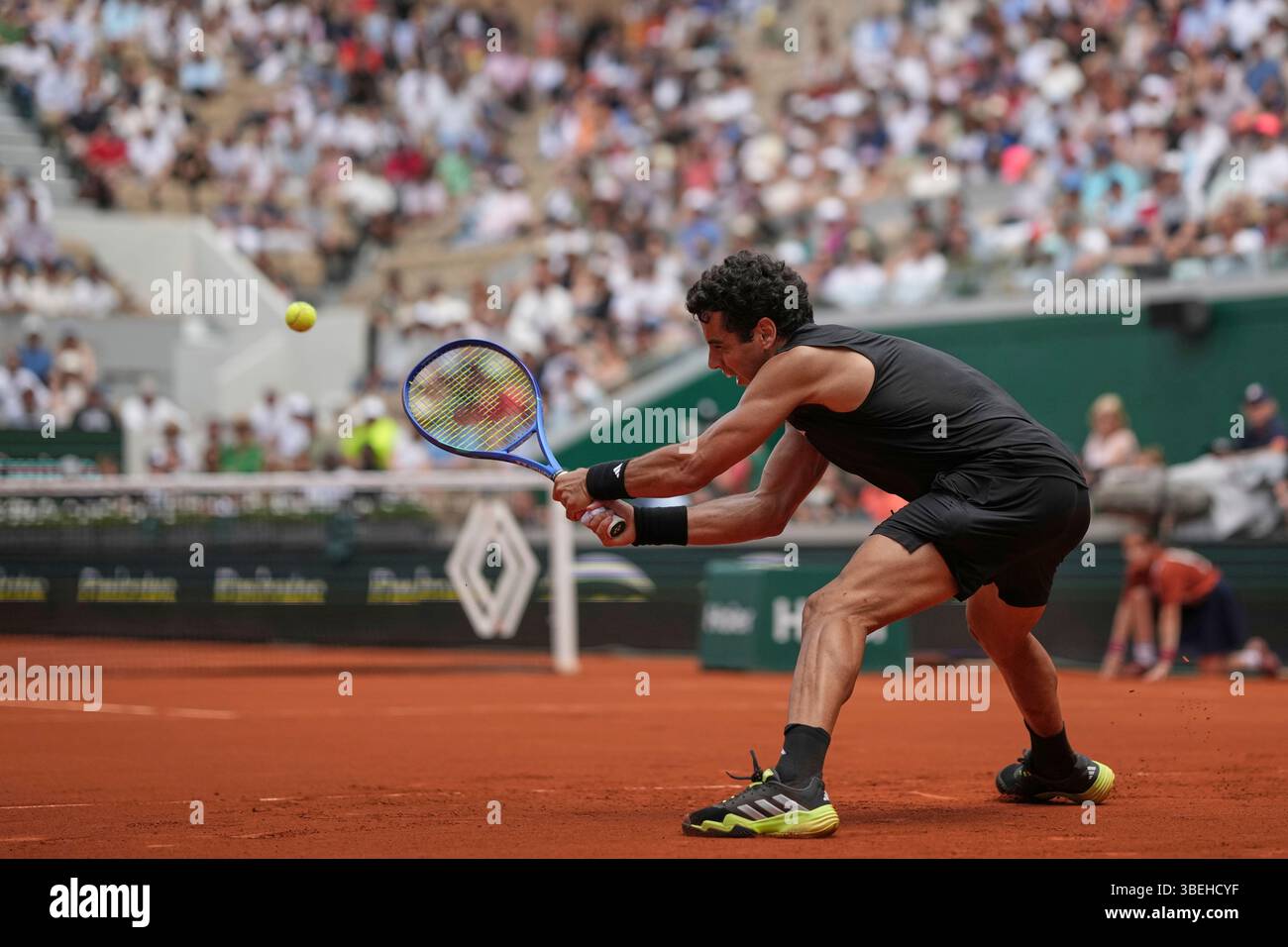 Spain's Jaume Munar returns the ball to France's Arthur Fils during ...